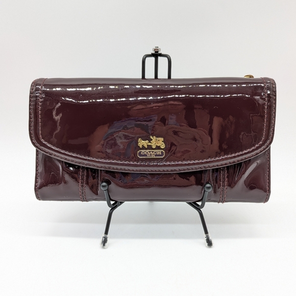 Coach | Bags | Coach Madison Plum Patent Leather Wallet | Poshmark